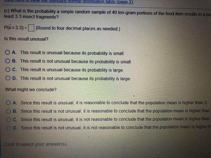 Solved The acceptable level for insect filth in a certain | Chegg.com