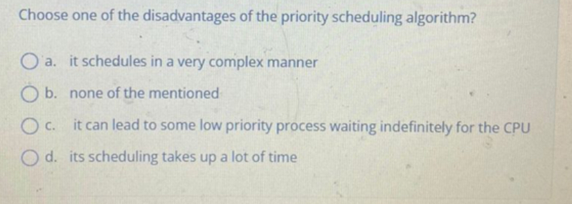 Solved Choose one of the disadvantages of the priority | Chegg.com