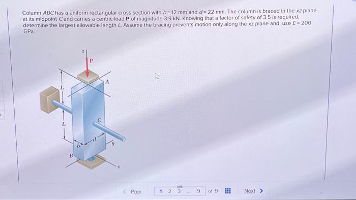 Solved Column ABC has a uniform rectangular cross section | Chegg.com