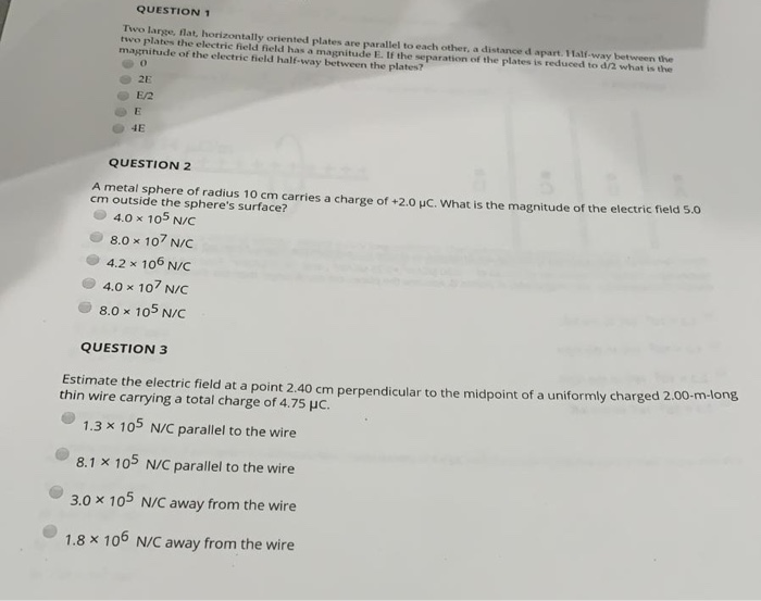 Solved QUESTION 1 Two large, flat, horizontally oriented | Chegg.com