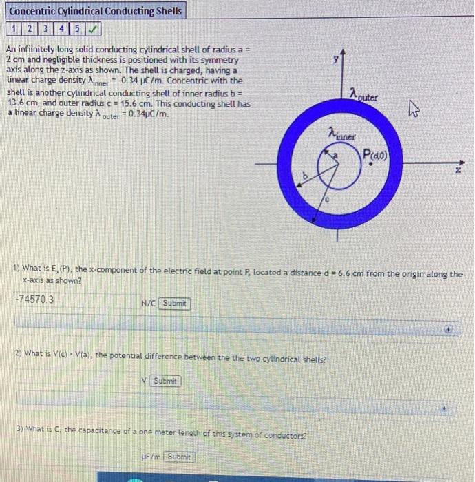 Solved Concentric Cylindrical Conducting Shells 1 2 3 4 5 An | Chegg.com