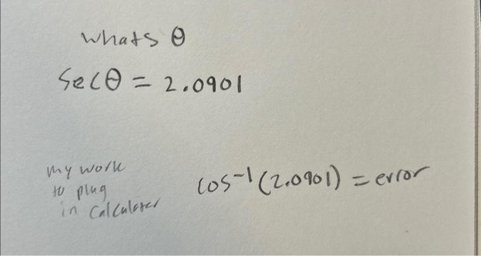 Solved when I try to find theta on my calculator it gives an | Chegg.com