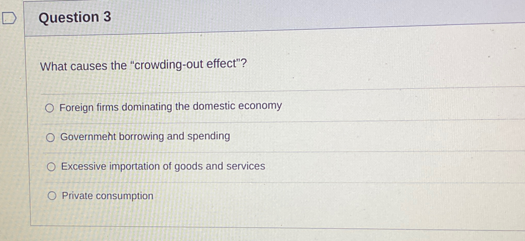 Solved Question 3What causes the "crowding-out | Chegg.com