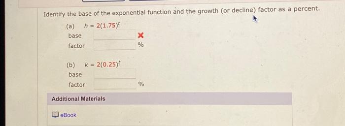 Solved Identify the base of the exponential function and the | Chegg.com