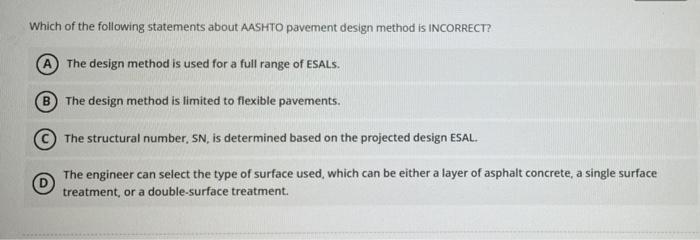 Solved Which of the following statements about AASHTO | Chegg.com