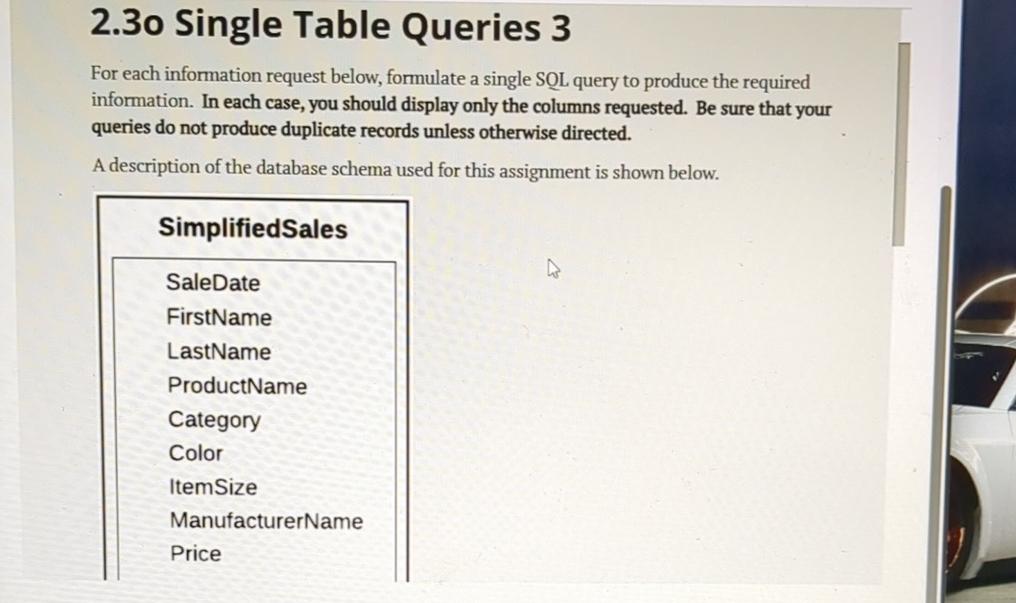 Solved 2.30 Single Table Queries 3For each information | Chegg.com Solved 2.30 Single Table Queries 3For each information | Chegg.com