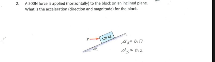 Solved 2. A 500N force is applied (horizontally) to the | Chegg.com