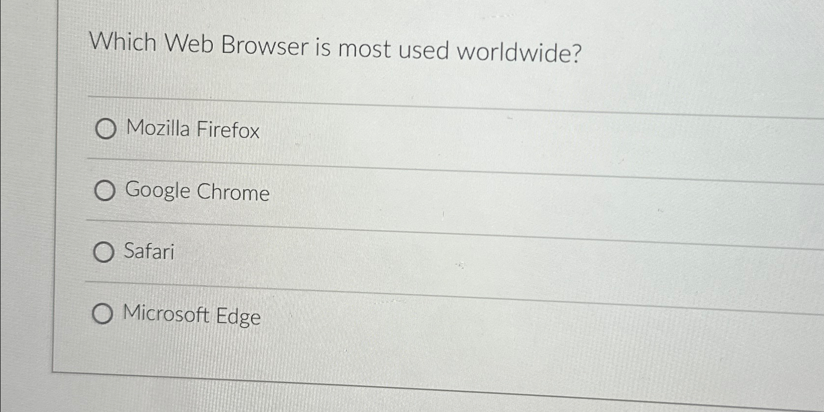 Solved Which Web Browser is most used worldwide?Mozilla | Chegg.com