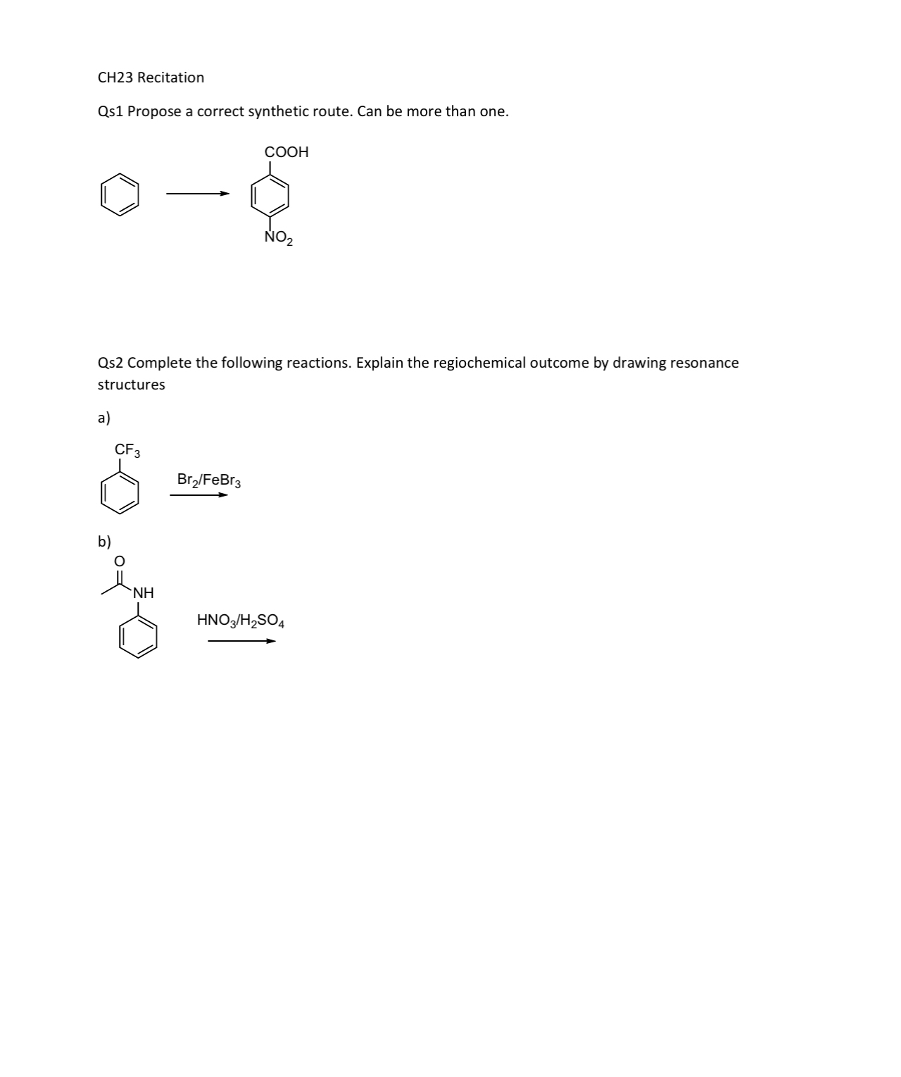 Solved CH23 ﻿RecitationQs1 ﻿Propose a correct synthetic | Chegg.com