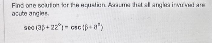 Solved Find one solution for the equation. Assume that all | Chegg.com