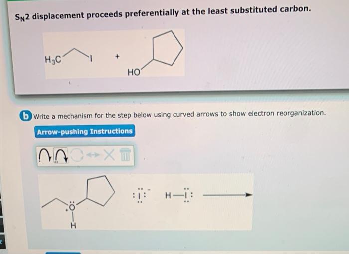 Solved SN2 displacement proceeds preferentially at the least | Chegg.com