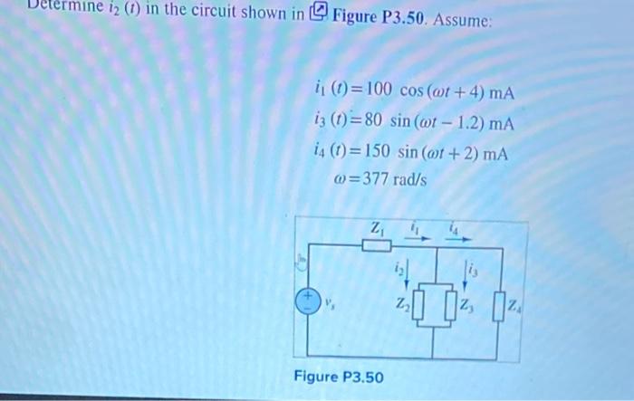 Solved Determine i2(t) in the circuit shown in [4 Figure | Chegg.com