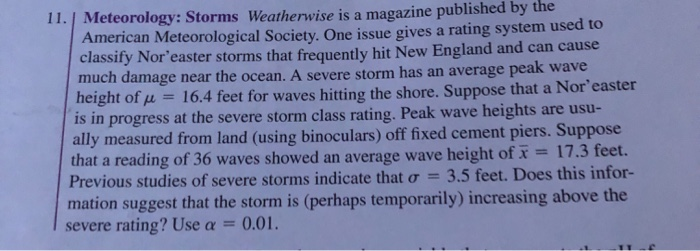 Solved 11. Meteorology: Storms Weatherwise is a magazine | Chegg.com