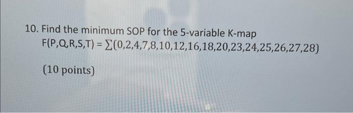 Solved 10. Find the minimum SOP for the 5-variable K-map | Chegg.com