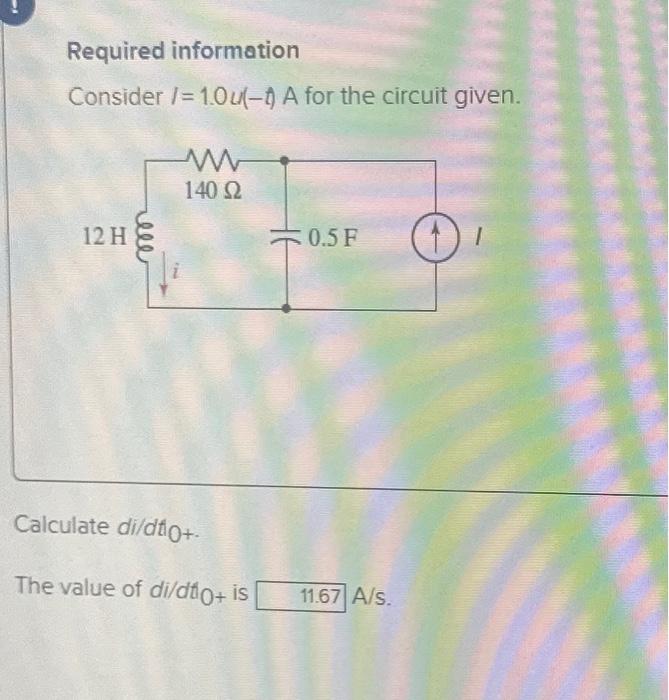 Solved Required information Consider I=1.0u(−t) A for the | Chegg.com
