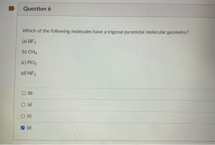 Solved Which of the following molecules have a trigonal | Chegg.com