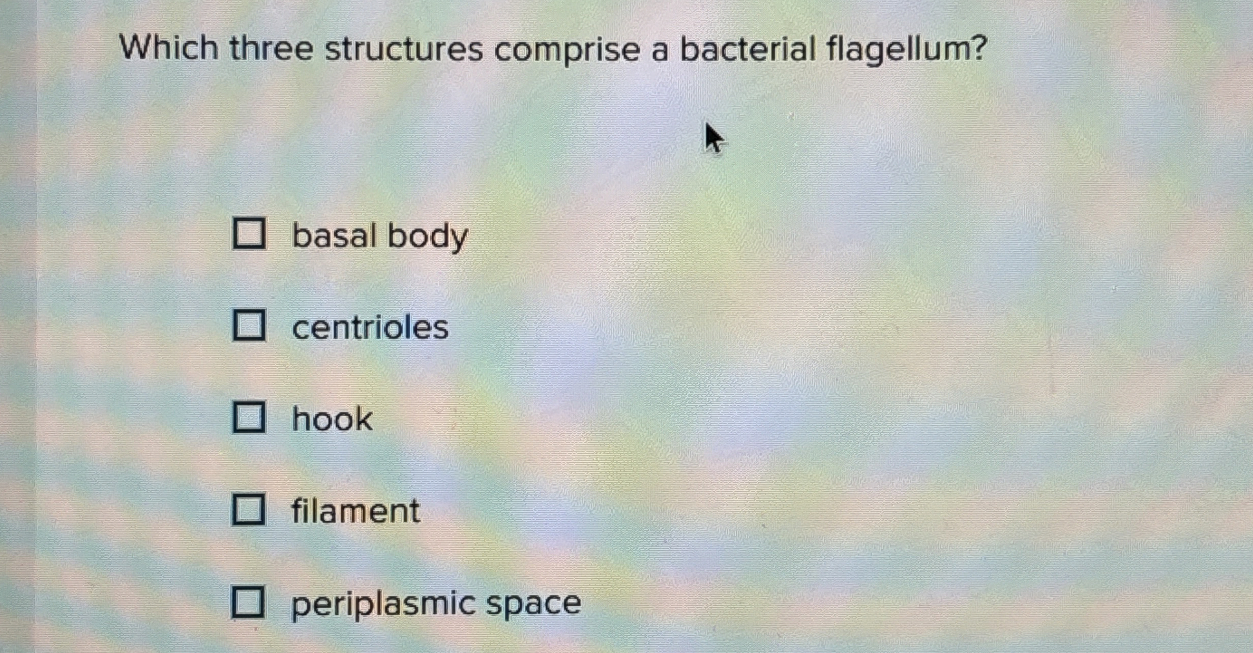 Solved Which three structures comprise a bacterial | Chegg.com