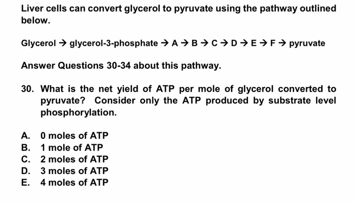Solved Liver cells can convert glycerol to pyruvate using | Chegg.com