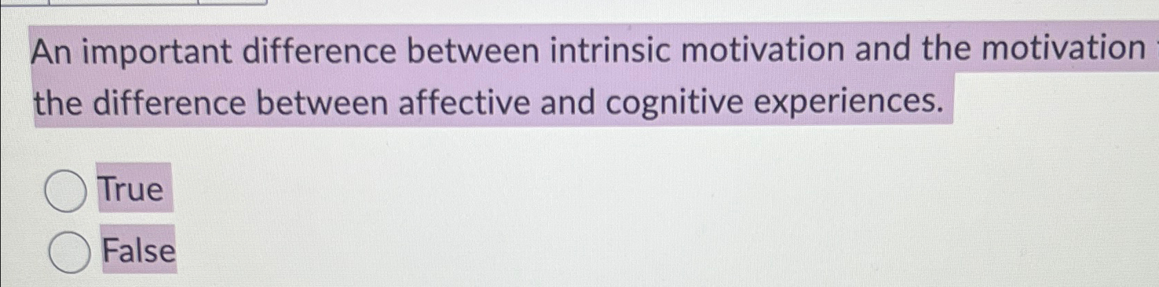 Solved An important difference between intrinsic motivation | Chegg.com