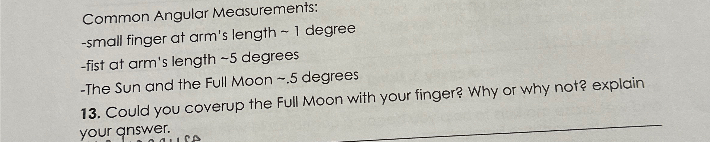 Solved Common Angular Measurements:-small finger at arm's | Chegg.com