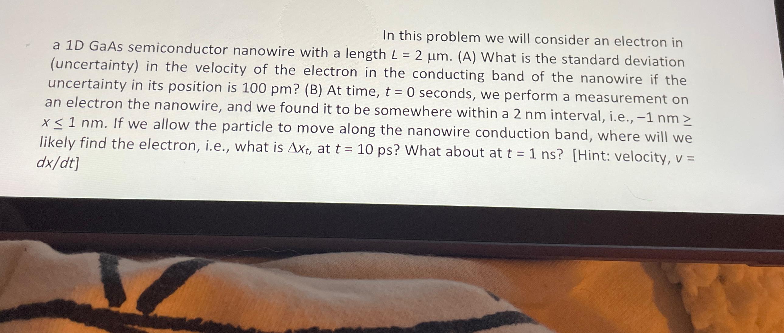 Solved In this problem we will consider an electron in a 1D | Chegg.com