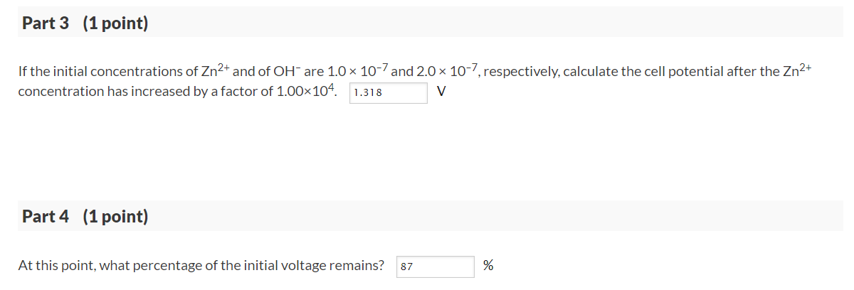 Solved Part 3 (1 ﻿point)If the initial concentrations of | Chegg.com