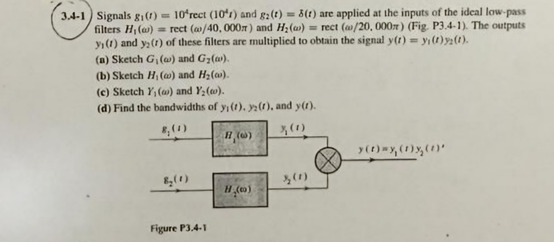 Solved 3.4-1 ﻿Signals g1(t)=104rect(104t) ﻿and g2(t)=δ(t) | Chegg.com