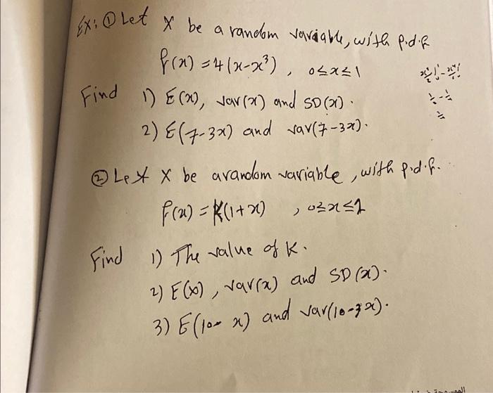 Solved 6x: (1) Let x be a random variable, with p.d.f | Chegg.com