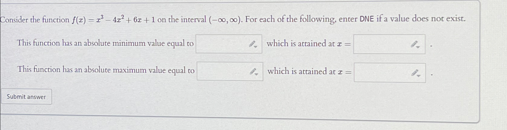 Solved Consider the function f(x)=x3-4x2+6x+1 ﻿on the | Chegg.com