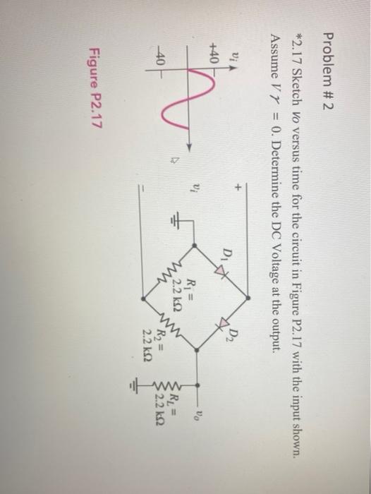 Solved Problem #2 *2.17 Sketch Vo versus time for the | Chegg.com
