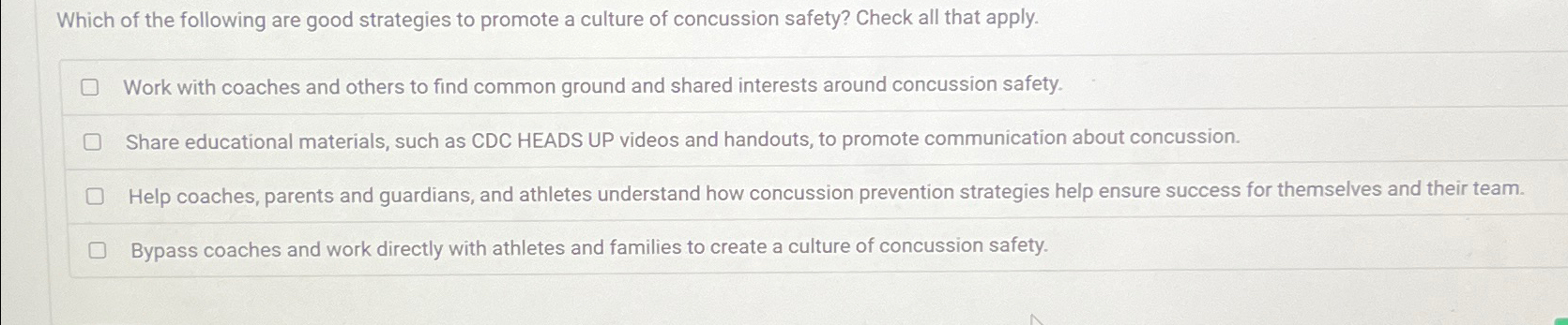 Solved Which of the following are good strategies to promote | Chegg.com