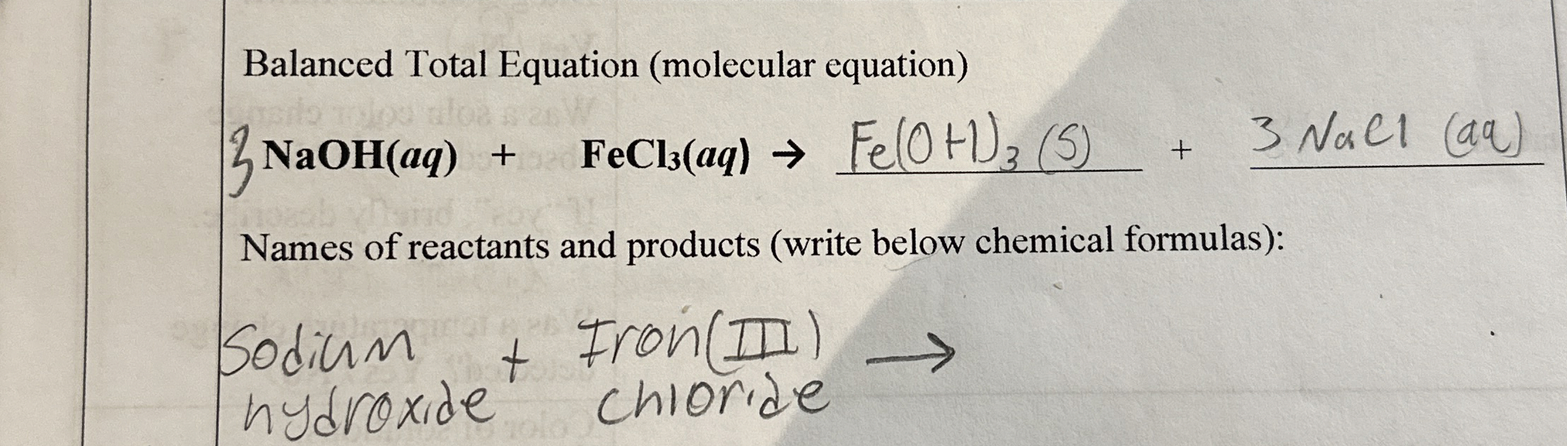 High Quality SOLUTION Balanced Total Equation (molecular | Chegg.com