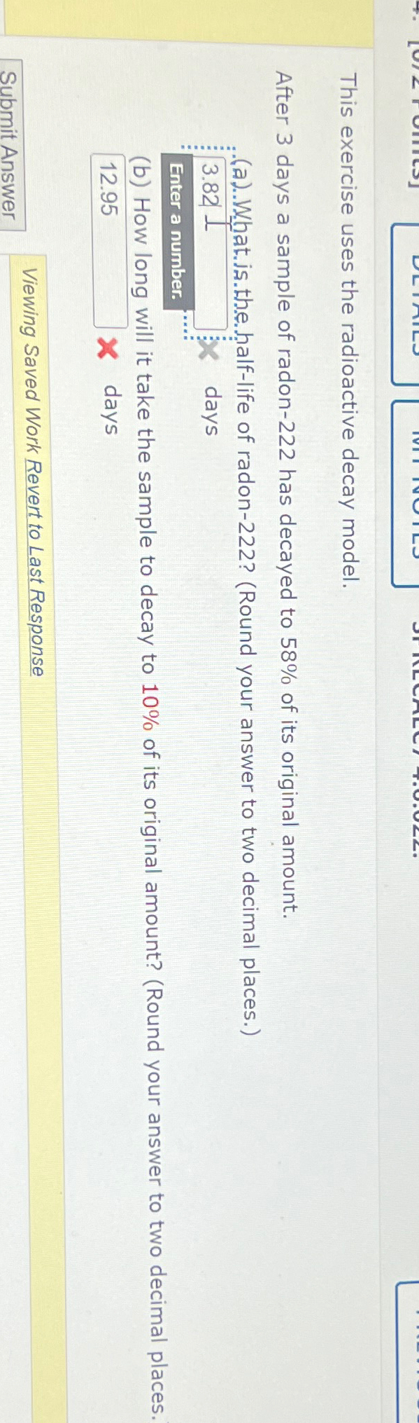 Solved This exercise uses the radioactive decay model.After | Chegg.com