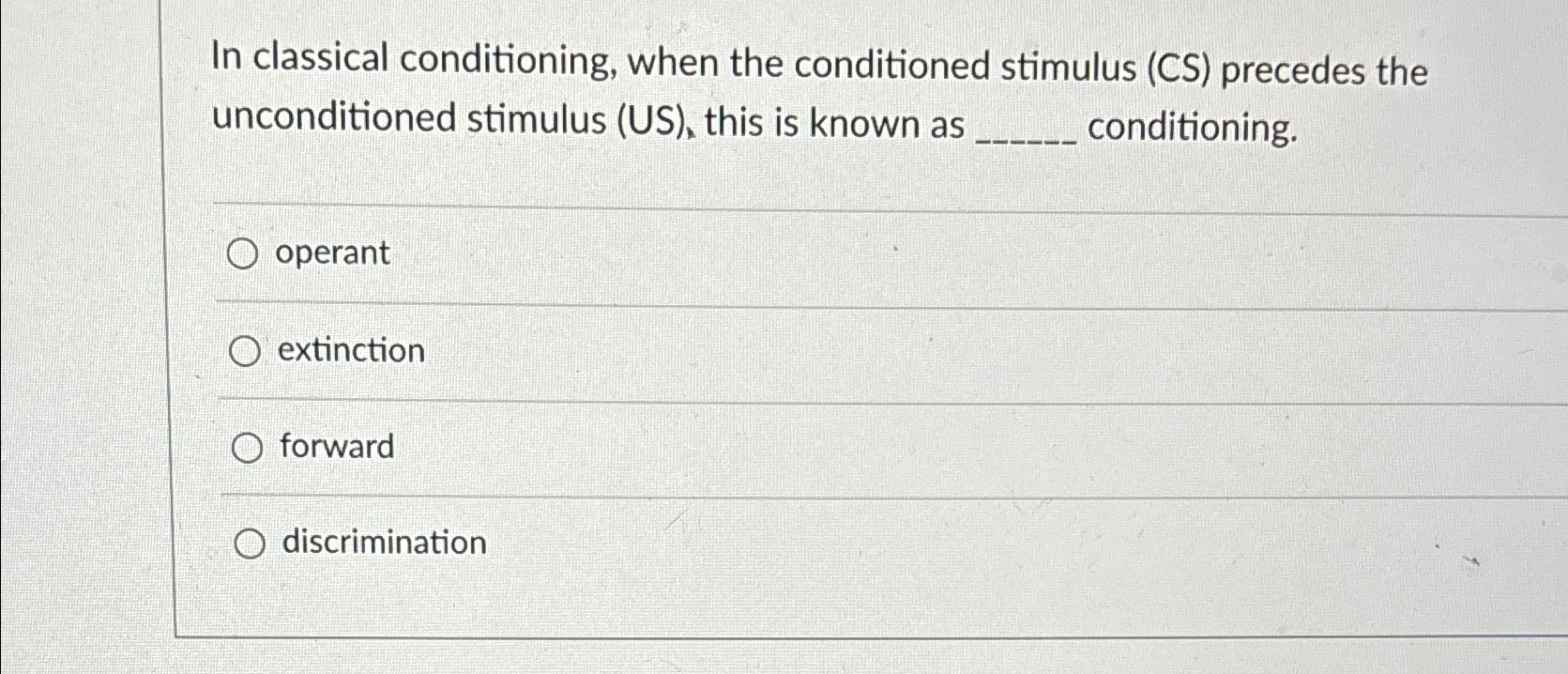 Solved In classical conditioning, when the conditioned | Chegg.com