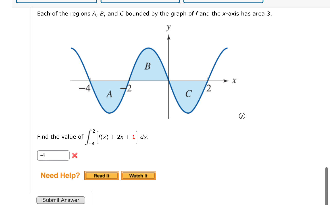 Solved Each of the regions A,B, ﻿and C ﻿bounded by the graph | Chegg.com