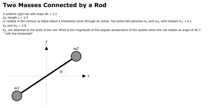 Solved Two Masses Connected by a Rod A uniform rigid rod | Chegg.com