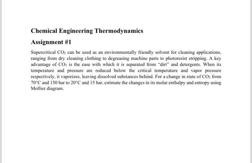 Solved Chemical Engineering ThermodynamicsAssignment | Chegg.com