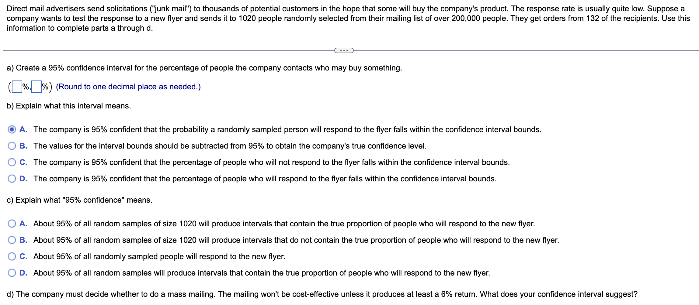 Solved Direct mail advertisers send solicitations ("junk | Chegg.com