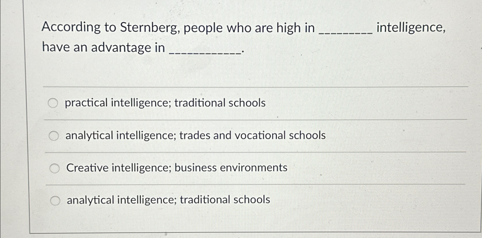 Solved According to Sternberg, people who are high in | Chegg.com