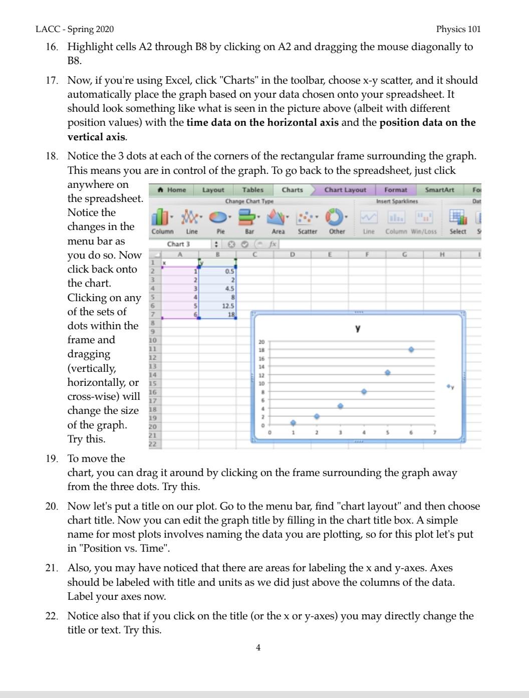Solved LACC - Spring 2020 Physics 101 Lab 4: EXCEL Equipment | Chegg.com