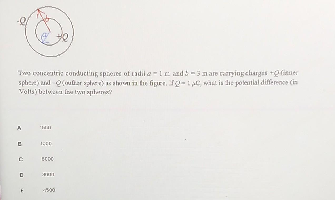 Solved Two concentric conducting spheres of radii a=1 m and | Chegg.com