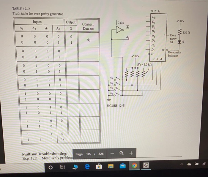 Solved 74151A 17404 +5.0 V Connect Data to: 3300 TABLE 12-2 | Chegg.com