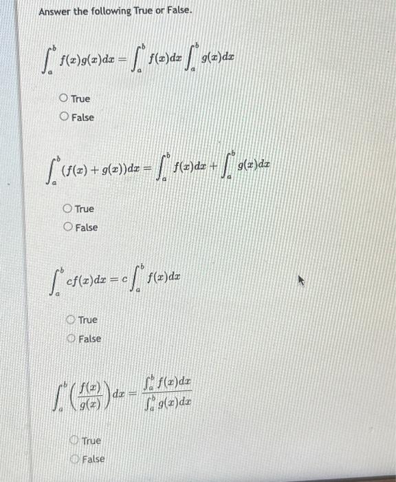 Solved explain why. Answer the following True or False. | Chegg.com
