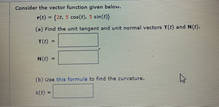 Solved Consider the vector function given below. r(t) = (2+, | Chegg.com