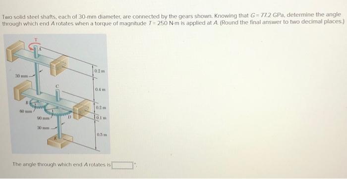 Solved Two solid steel shafts, each of 30−mm diameter, are | Chegg.com