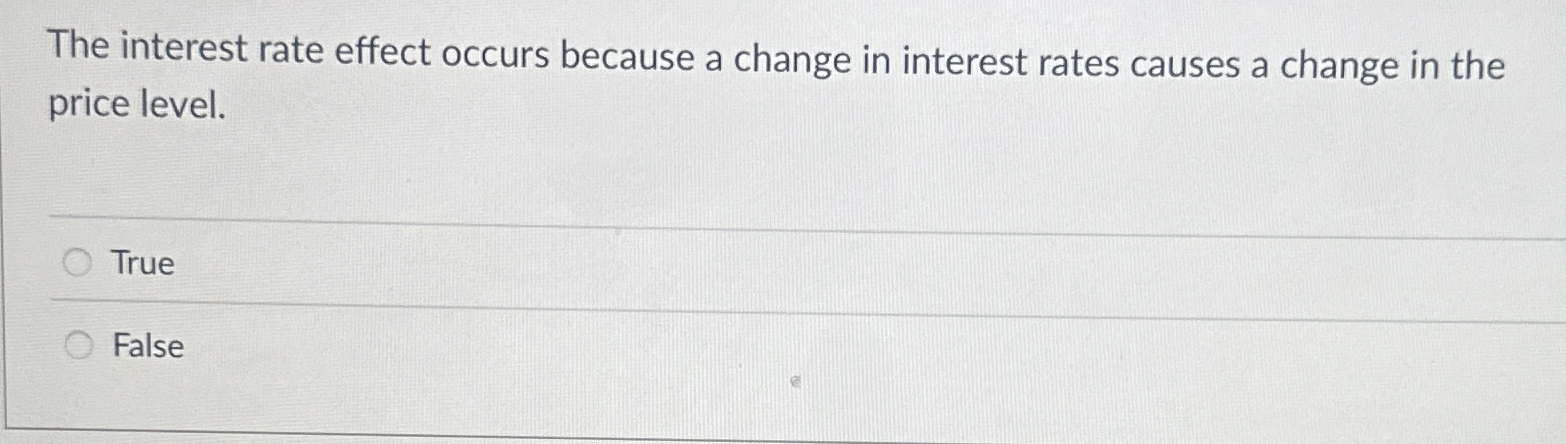 Solved The interest rate effect occurs because a change in | Chegg.com