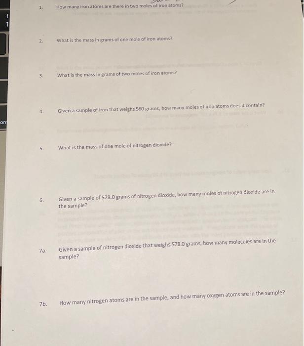 Solved 1. How many iron atoms are there in two moles of iron | Chegg.com