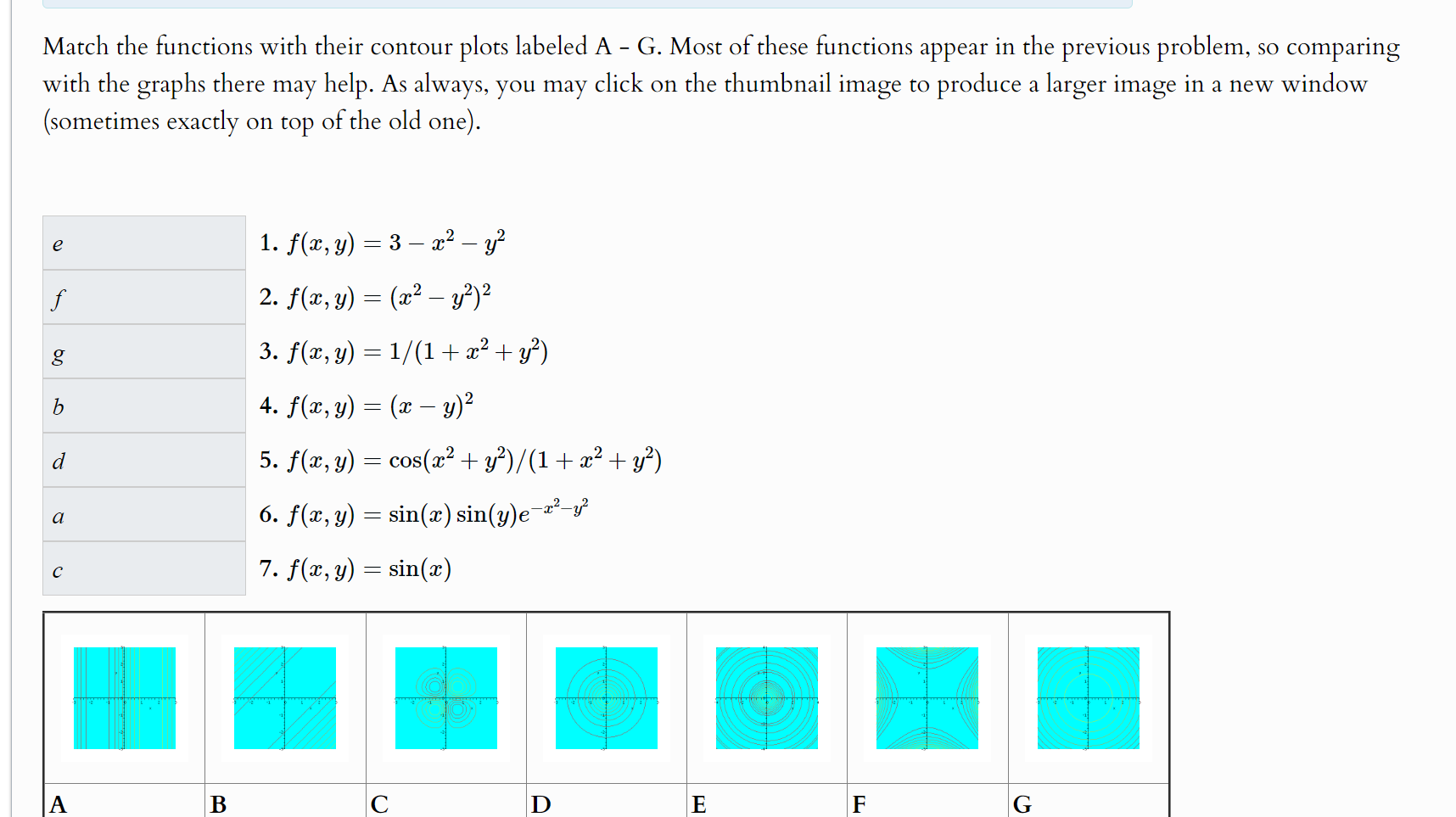 Solved Match the functions with their contour plots labeled | Chegg.com