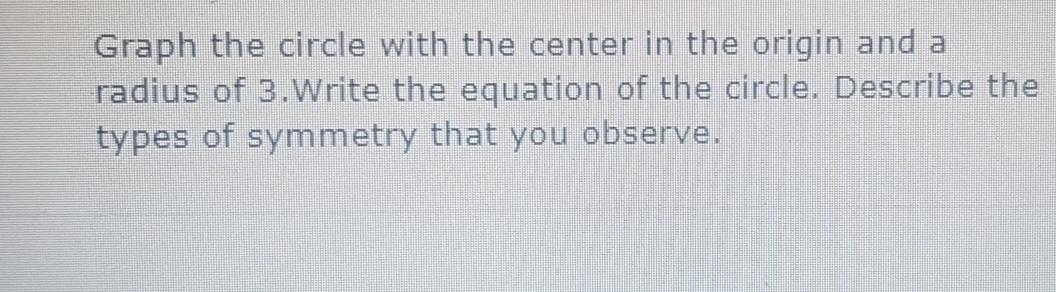 Solved Graph the circle with the center in the origin and a | Chegg.com
