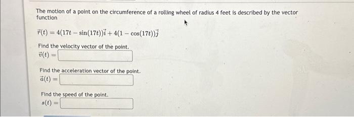 Solved The motion of a point on the circumference of a | Chegg.com